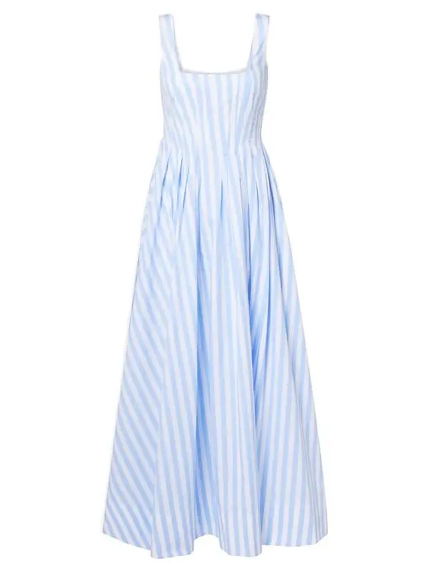 Sportmax Filmato Striped Cotton Poplin Midi Dress - White