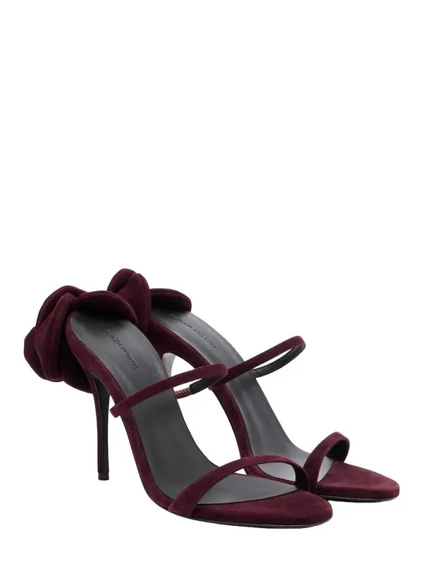 Magda Butrym Floral-appliqué Suede Mules - Burgundy