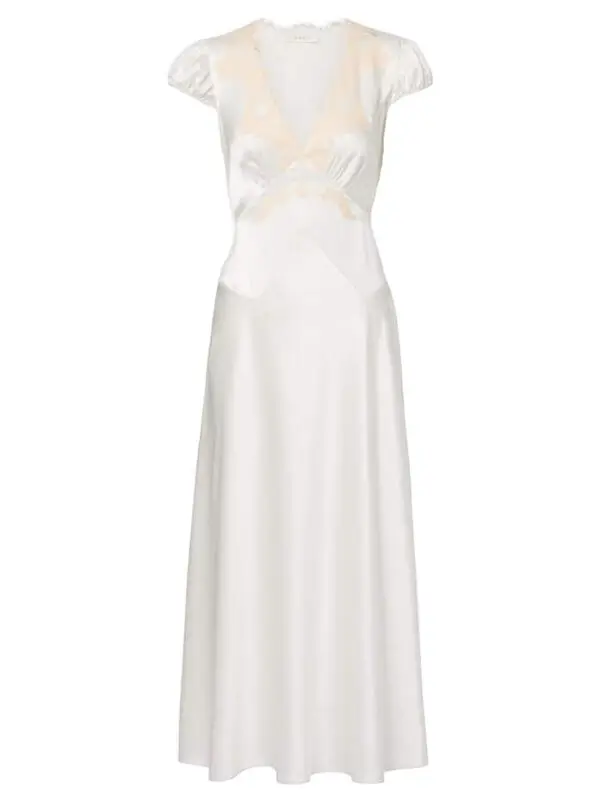 DÔEN Coraline Lace-trimmed Silk Midi Dress - White