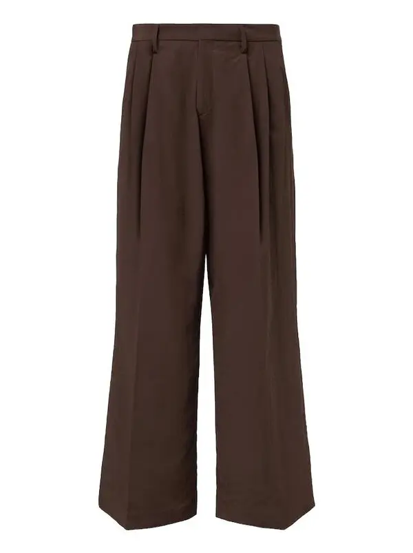 ERL Pleated Wide-leg Trousers In James - Brown