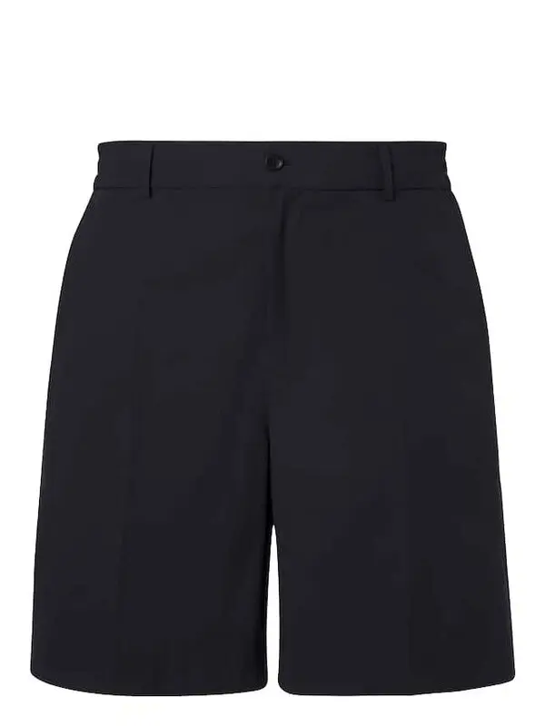 Moncler Leather-trimmed Seersucker Shorts - Black