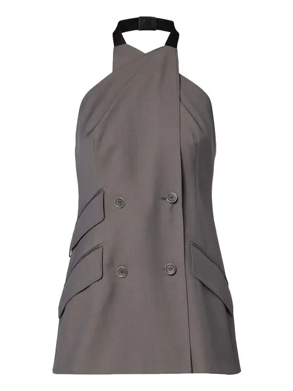 Max Mara Cali Halterneck Virgin Wool Vest - Grey