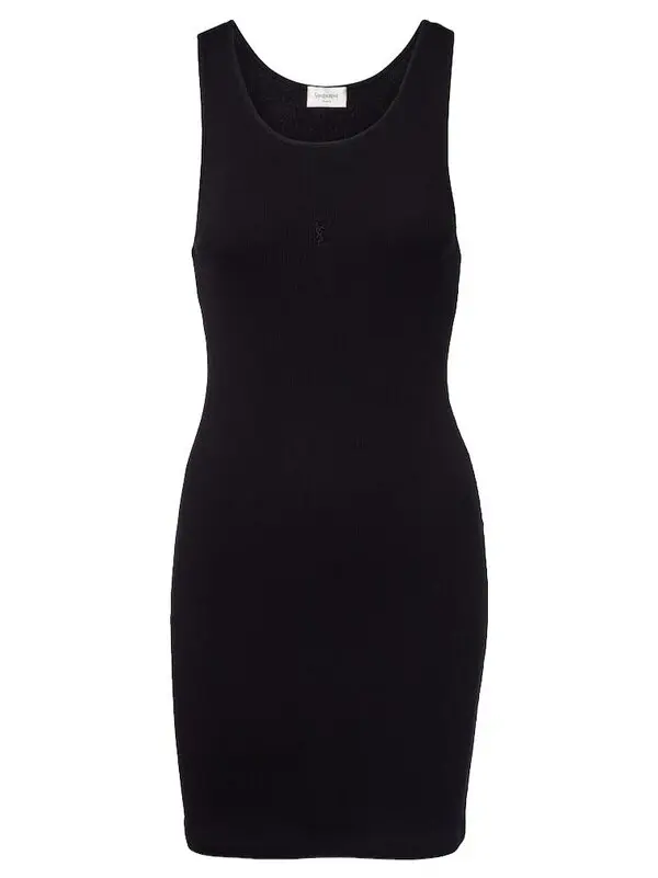 Saint Laurent Cassandre Cotton Jersey Minidress - Black