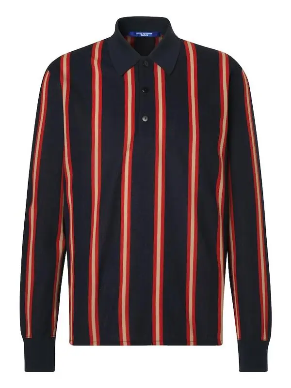 Junya Watanabe Striped Wool Polo Shirt - Blue