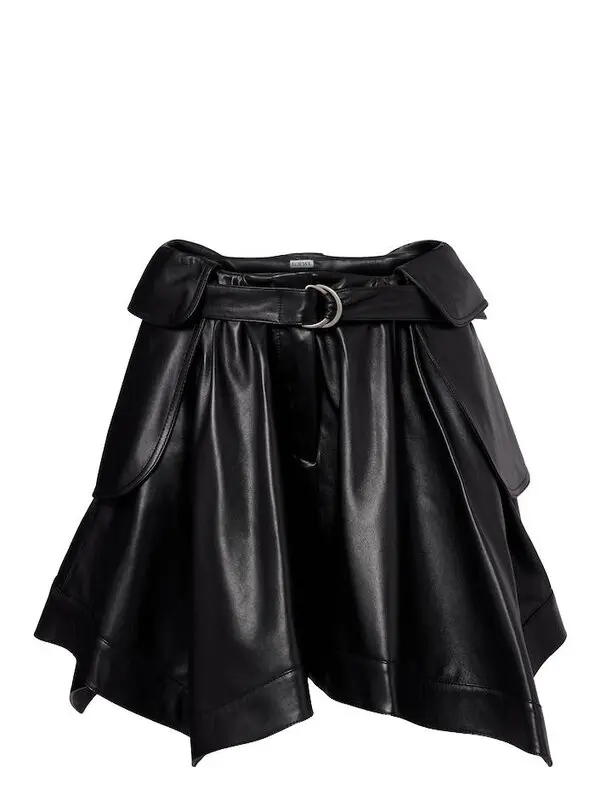 Loewe Belted Leather Miniskirt - Black