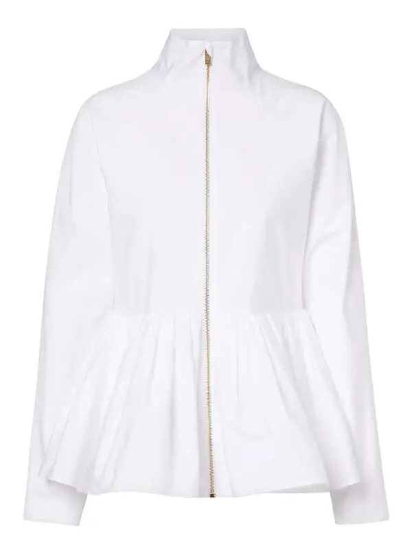 Alaïa Cotton Poplin Peplum Jacket - White