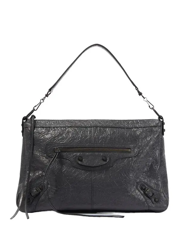Balenciaga Le City Moto Medium Leather Shoulder Bag - Grey