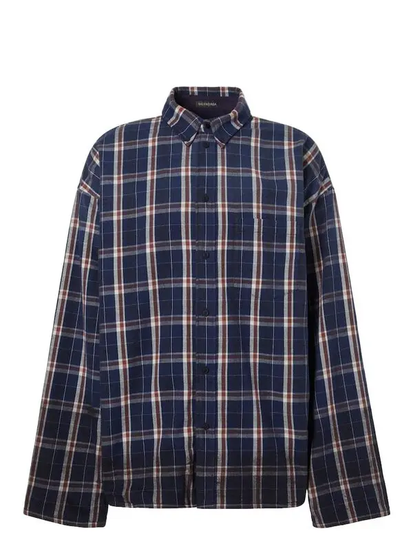 Balenciaga Reversible Flannel And Fleece Shirt - Blue