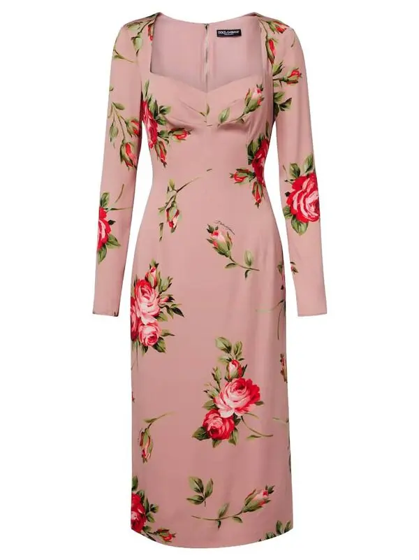 Dolce & Gabbana Floral Silk-blend Midi Dress - Pink