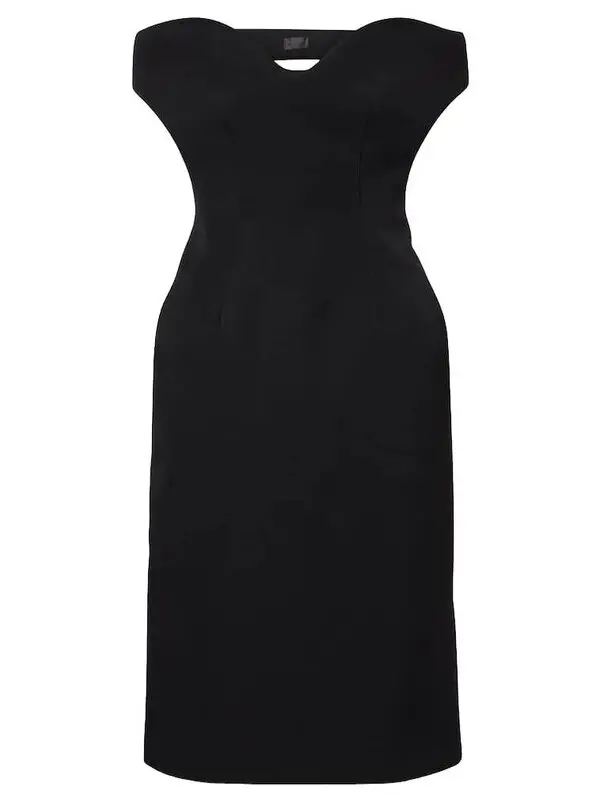 MUGLER Open-back Wool-blend Cocktail Dress - Black