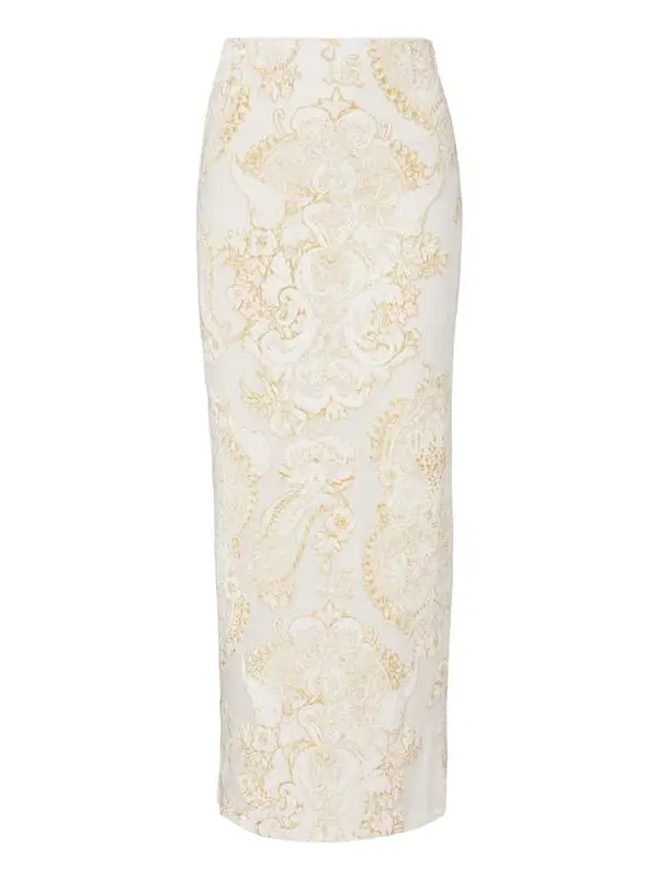 Roberto Cavalli Printed Midi Skirt - White