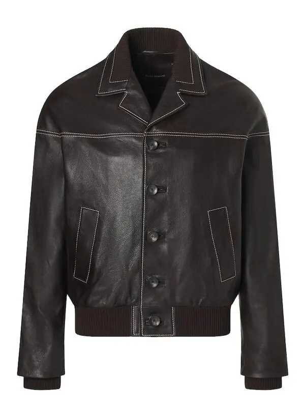 WALES BONNER Time Leather Jacket - Brown