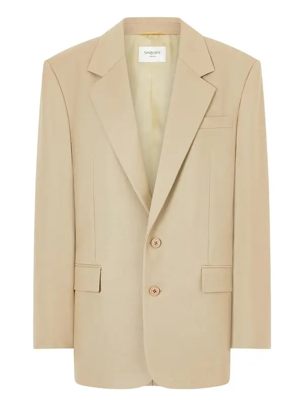 Saint Laurent Wool And Silk-blend Blazer - Neutrals