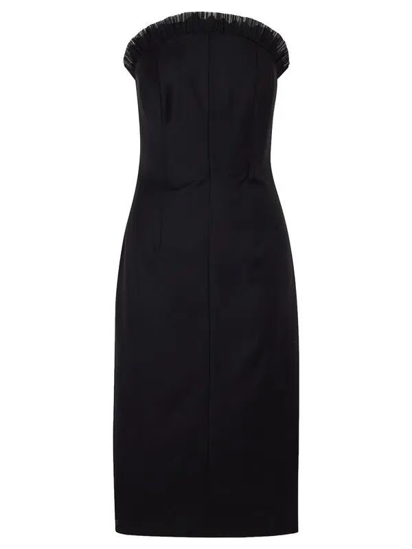 Alexander McQueen Strapless Ruffled Tulle-trimmed Wool Dress - Black