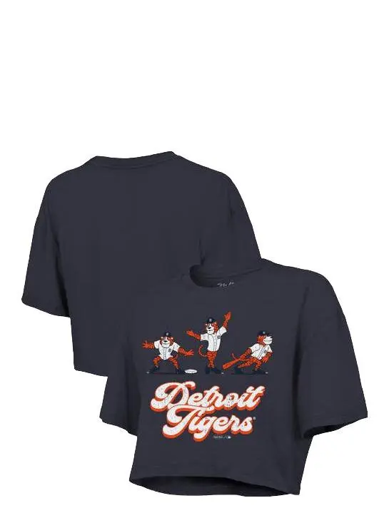 MAJESTIC THREADS Detroit Tigers Boxy Crop T-shirt - Navy