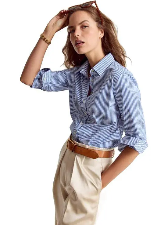 The Shirt By Rochelle Behrens The Boyfriend Shirt In Stripe - Blue/white Stripe