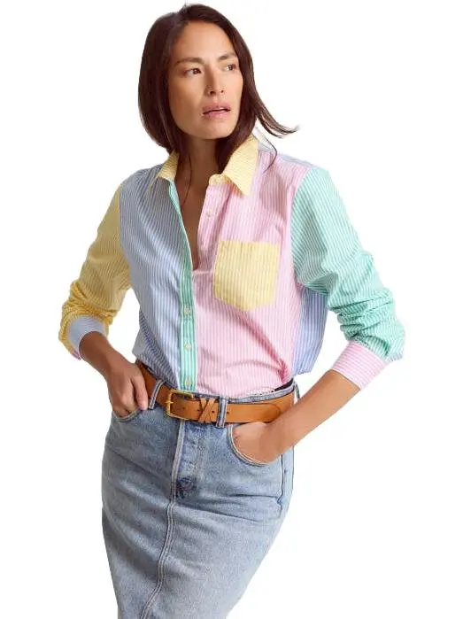 The Shirt By Rochelle Behrens The Boyfriend Shirt In Multistripe - Multi Stripe