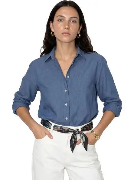 The Shirt By Rochelle Behrens Washed Linen Shirt - Chambray Linen