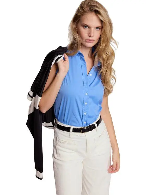 The Shirt By Rochelle Behrens The Sleeveless Shirt - French Blue