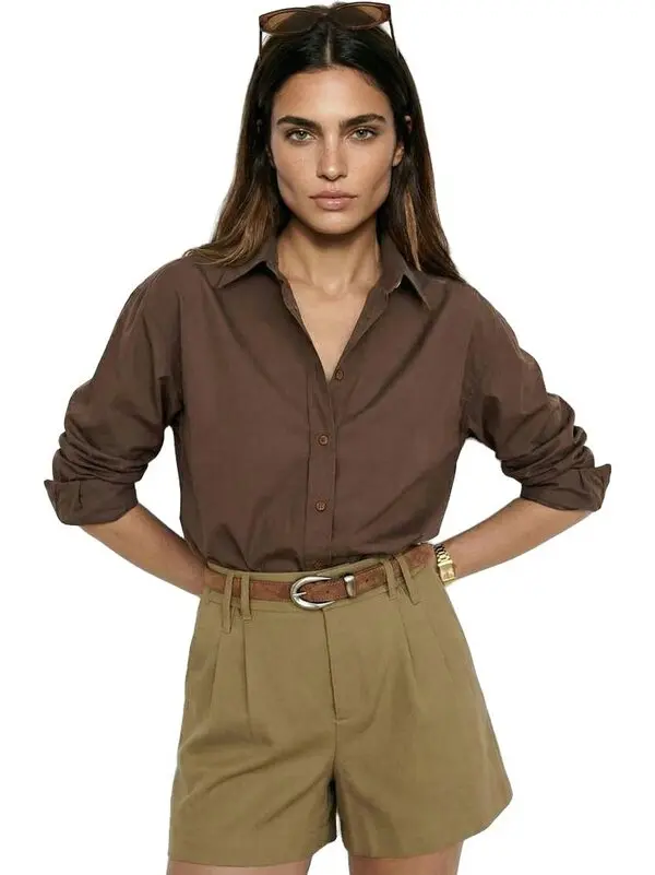 The Shirt By Rochelle Behrens The Boyfriend Shirt - Brown