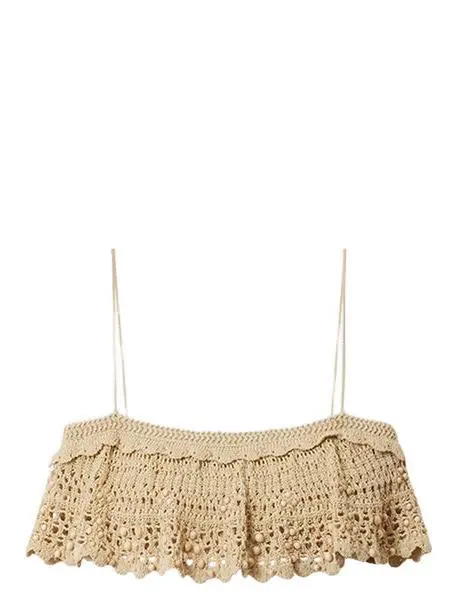 Isabel Marant Oraviel Beaded Crochet Tank Top - Desert
