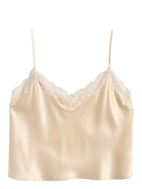 REFORMATION Teddy Lace-trimmed Silk Camisole - Almond Lace