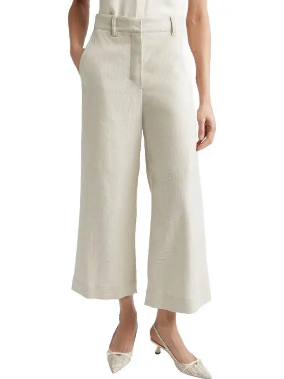 Max Mara Abissi Stretch Linen & Cotton Wide Leg Ankle Pants - Ivory
