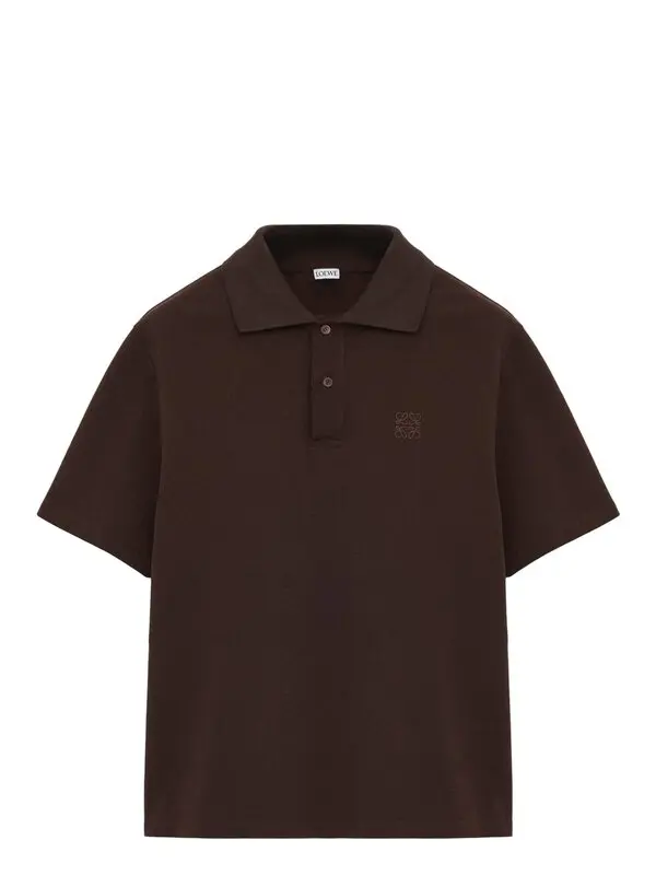 Loewe Cotton-blend Anagram Polo Shirt - Brown