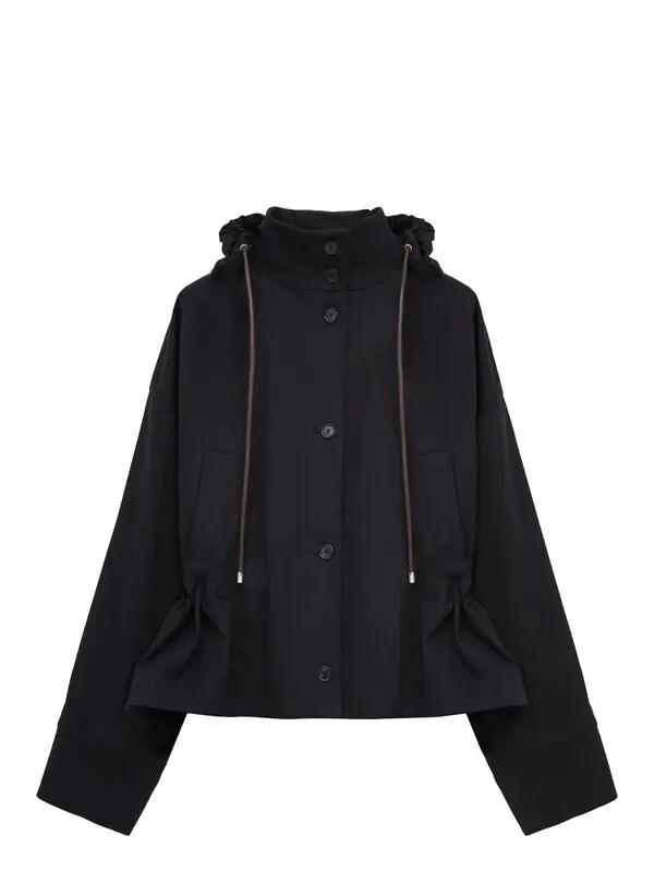 Loewe Peplum-hem Hooded Parka - Black