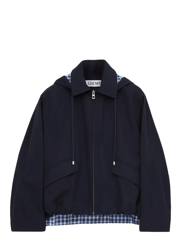 Loewe Hooded Bomber Jacket - Navy