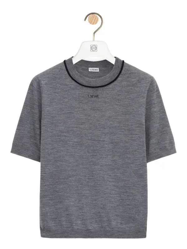 Loewe Wool Short-sleeve Logo Sweater - Grey