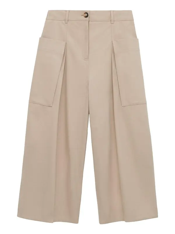 Loewe Cotton-silk Gabardine Cropped Trousers - Beige