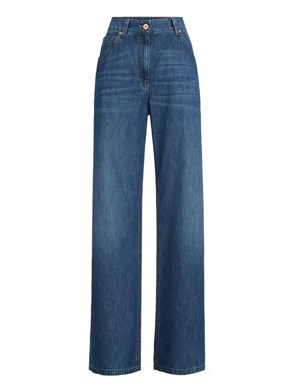 Brunello Cucinelli Monili-embellished Straight Leg Jeans - Blue