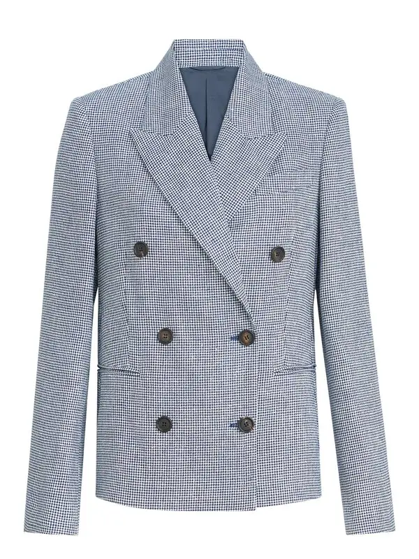 Brunello Cucinelli Houndstooth Double-breasted Blazer - White