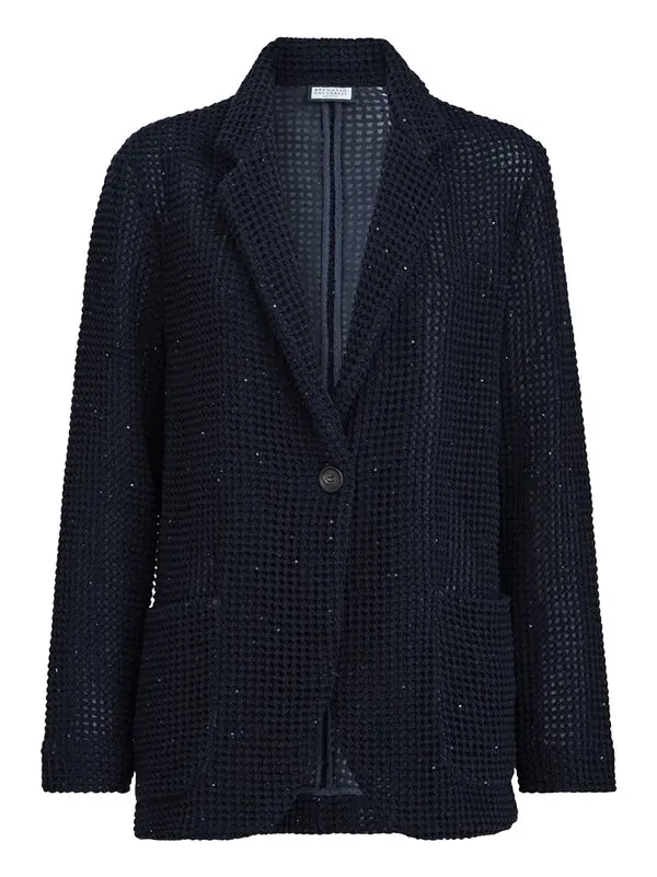 Brunello Cucinelli Cotton-blend Net Blazer - Blue