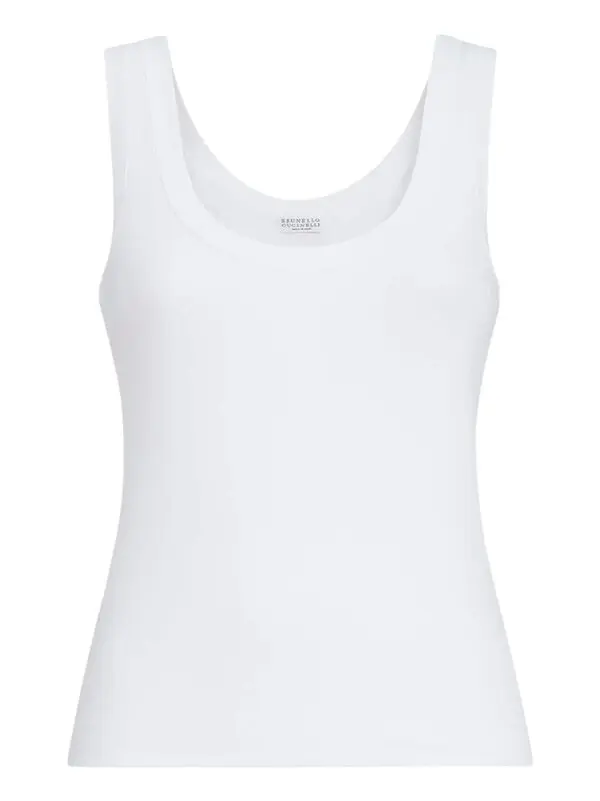 Brunello Cucinelli Stretch-cotton Ribbed Tank Top - White