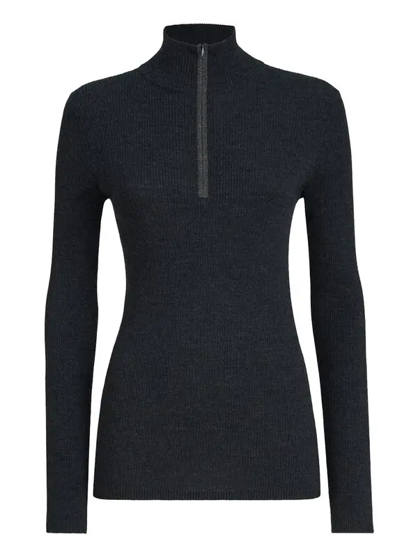 Brunello Cucinelli Virgin Wool-cashmere Half-zip Sweater - Black