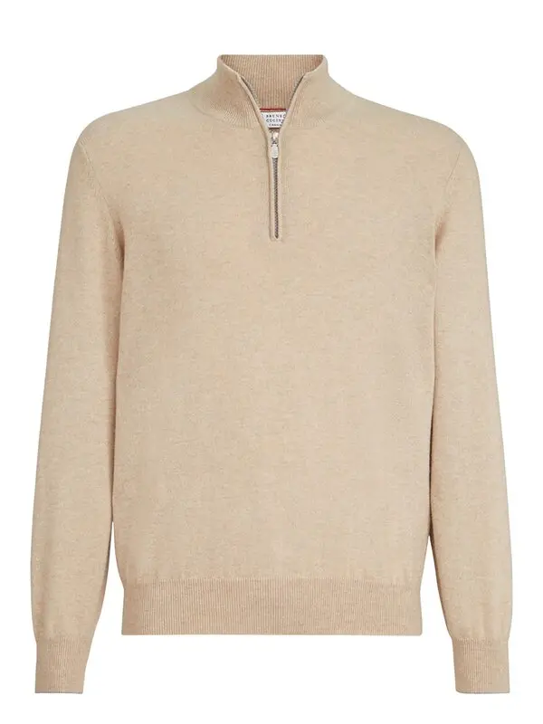 Brunello Cucinelli Cashmere Quarter-zip Sweater - Brown