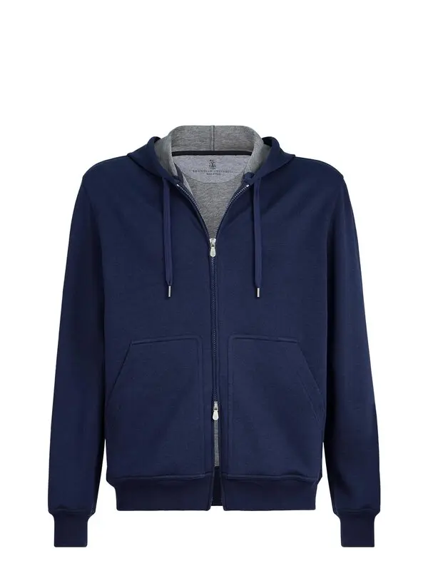 Brunello Cucinelli French Terry Zip-up Hoodie - Blue