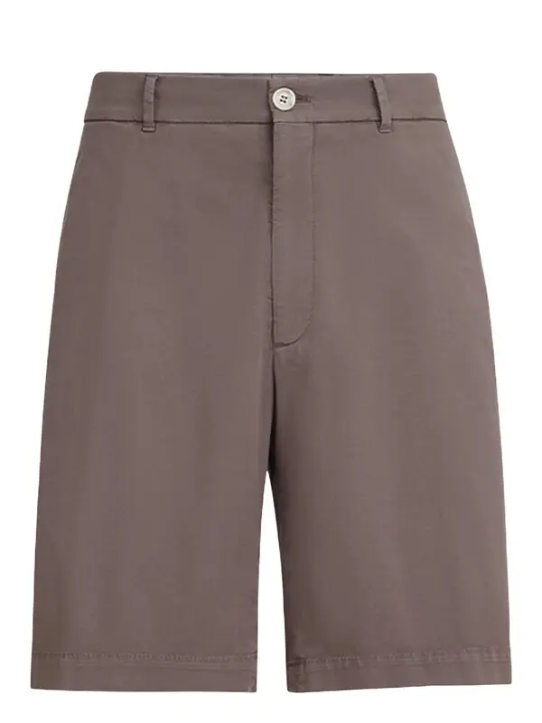 Brunello Cucinelli Garment-dyed Cotton Gabardine Bermuda Shorts - Brown