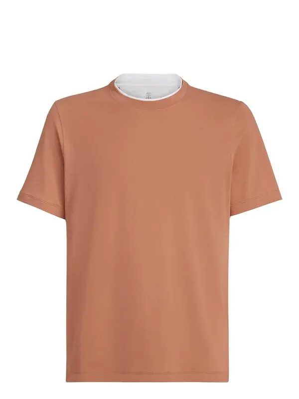 Brunello Cucinelli Cotton Faux-layered T-shirt - Orange