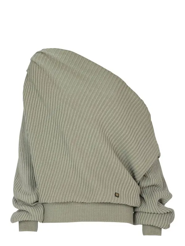 Balmain Silk Draped One-shoulder Top - Green