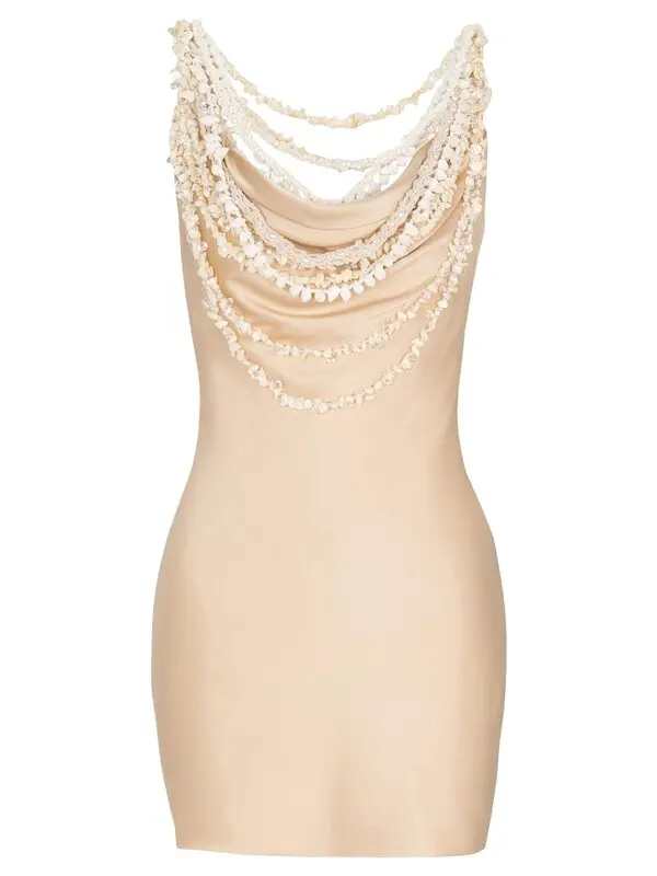 Balmain Silk Mini Dress - Beige