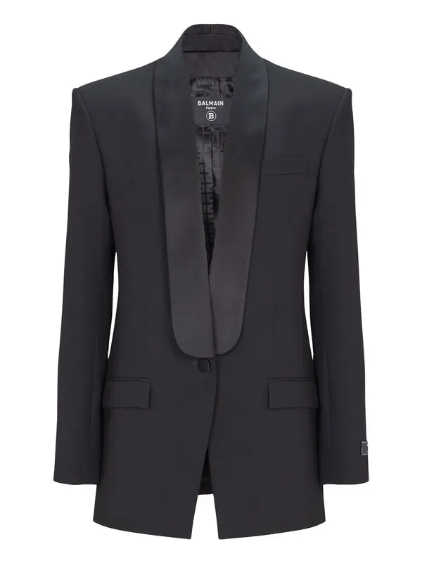 Balmain Wool Shawl-lapel Tuxedo Jacket - Black