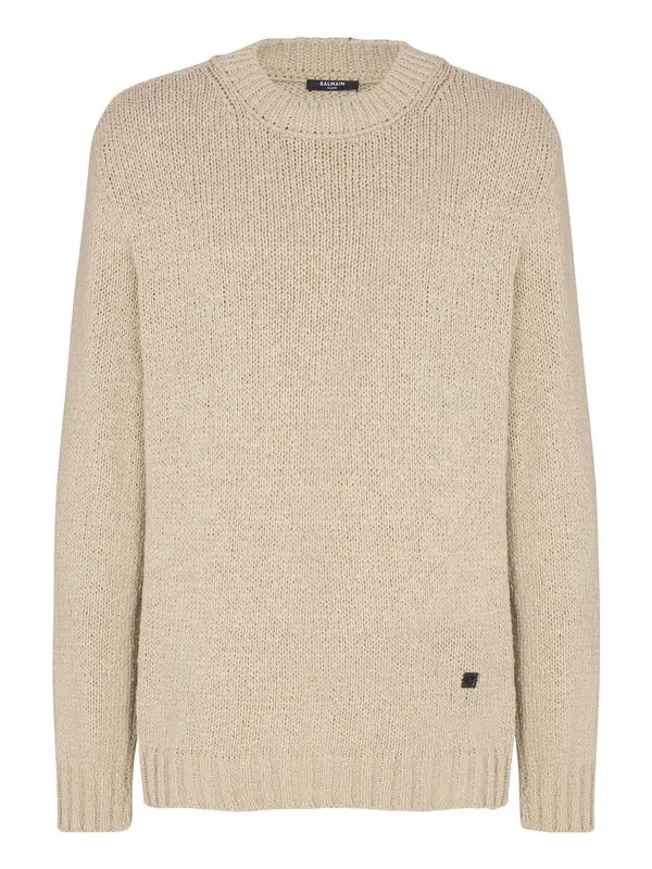 Balmain Crew-neck Cotton Sweater - Beige