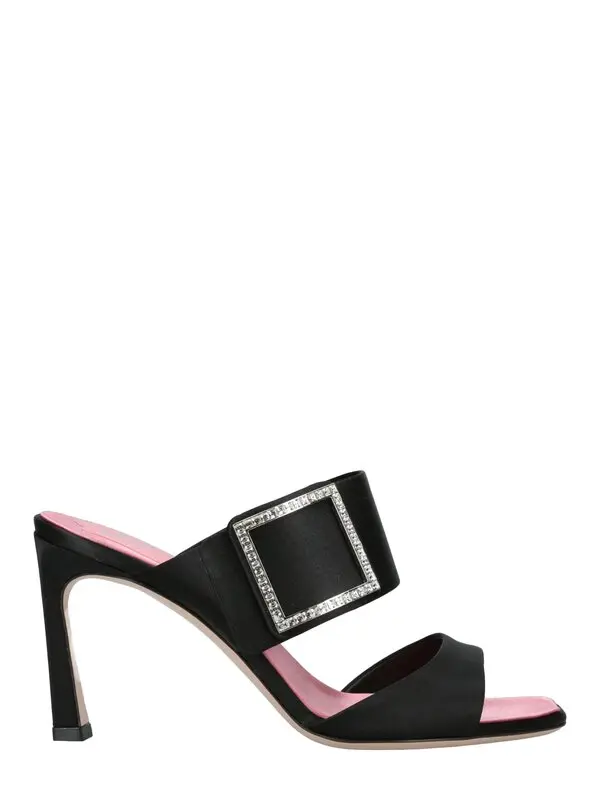 ROGER VIVIER Satin Trompette Mules - Black