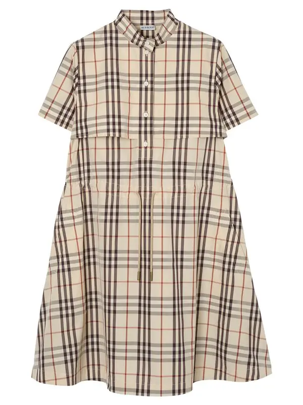 Burberry Checked Cotton Shirt Dress - Beige
