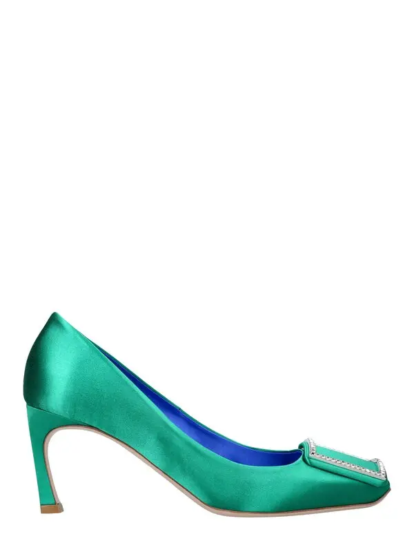 ROGER VIVIER Buckle-detail Strass Trompette 70 Pumps - Green