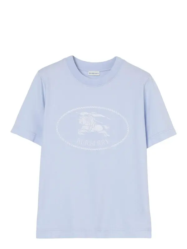 Burberry Cotton Equestrian Knight Design T-shirt - Blue