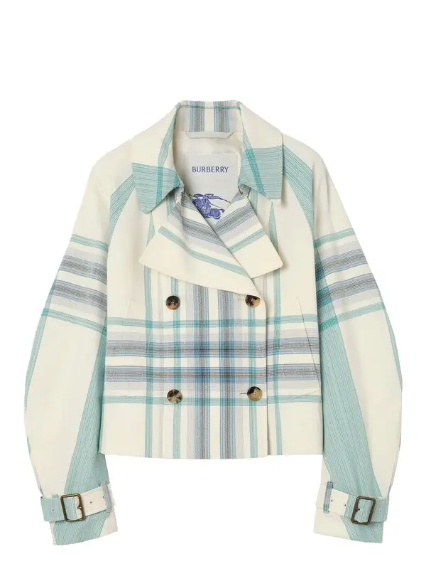 Burberry Ladybrook Cropped Check Jacket - Blue